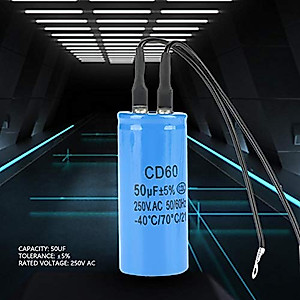 CD60 250V AC 50uF Motor Start Capacitor Run Capacitor with Wire Lead for Motor Air Compressor