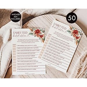 All Ewired Up 50 Bridal Family Feud (50-Cards) Fall in Love, Fun Wedding Shower Decorations Party Rehearsal Dinner Game Activity, Autumn Sienna Burnt Orange Florals