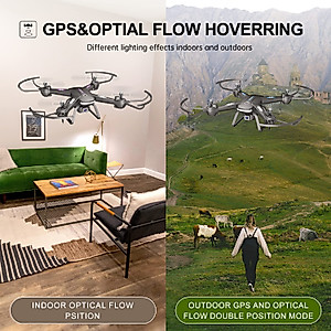 GPS Drone with 4K Camera for Adults Begineer, Dual Positioning 5G WiFi FPV Live Video 40mins Flight Time 2 Cameras RC Quadcopter Drone Auto Return Follow Me (2 Batteries) …