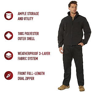 Rothco Conceal-Ops Carry Soft Shell Jacket (US, Alpha, Large, Regular, Regular, Black)