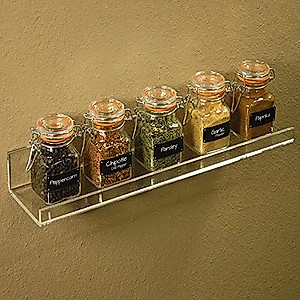 HESIN Acrylic Book Shelf Floating Wall Ledges Display Shelves – 5MM Thick Invisible Spice Racks 2 Pack of 15 L x 3.7" D x 2.75" H