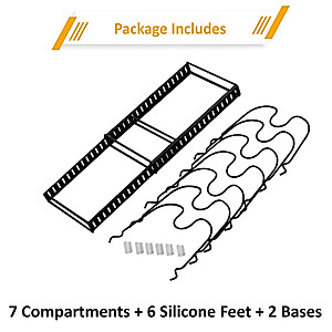 COZIMORE Pots and Pans Organizer,Pan Organizer rack for cabinet, and Rack Organizer with 7 dividers,Dish Rack for Cabinets, Lid Organizer, Cabinet Organizer BLACK