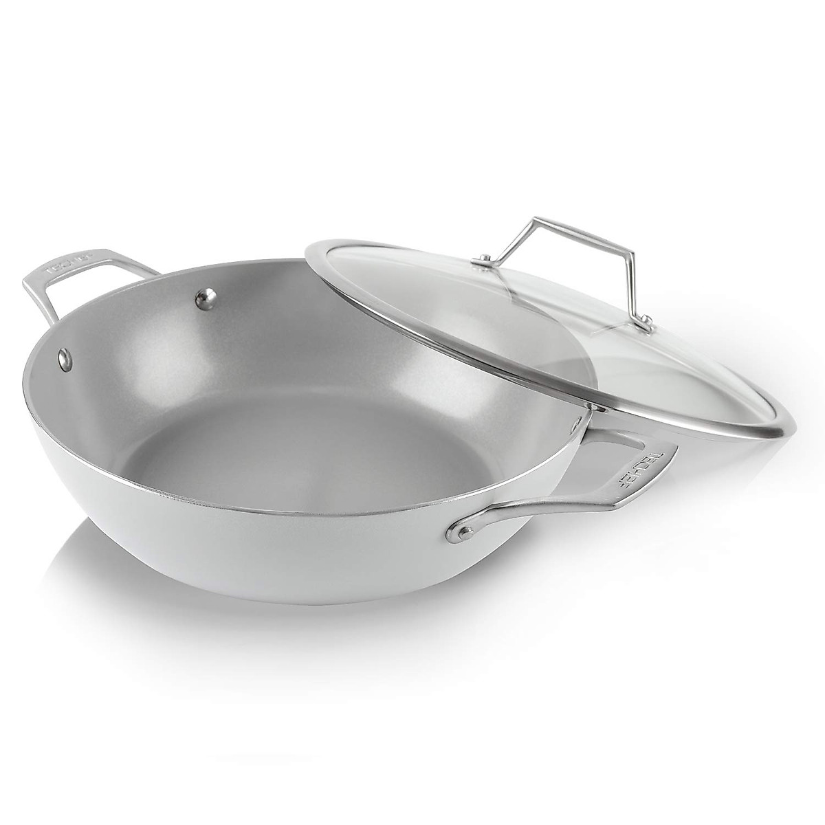 TECHEF - CeraTerra, 5 Qt / 12-in Ceramic Nonstick All Purpose Chef Pan with Cover, (PTFE and PFOA Free Ceramic Exterior & Interior), Oven & Dishwasher Safe, Made in Korea, Grey/Silver (5 Qt Chef Pan)