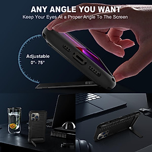 E-Tree Shockproof Case for iPhone 13 Pro, [Dual Layar Protection] [Military Grade Anti-Drop] [Built-in Kickstand] [Rugged & Durable], for Apple iPhone13 Pro, Black