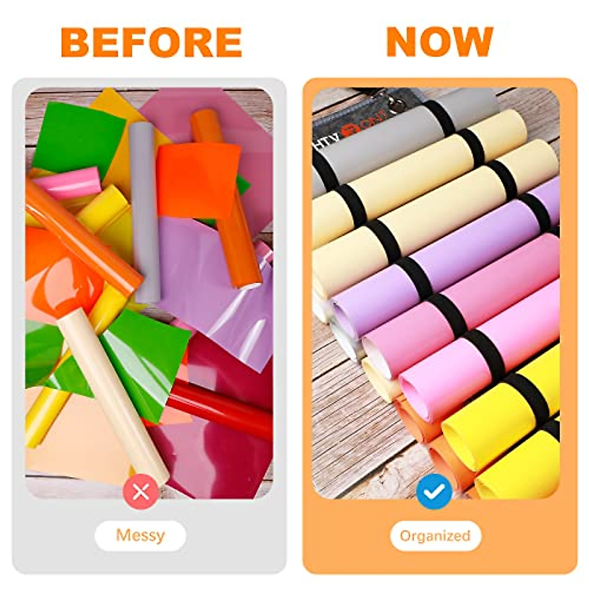 HTVRONT Vinyl Storage Organizer, Vinyl Roll Holder Holds Up to 48 Rolls, Grey Craft Vinyl Organizer Wall Mount/Hanging Over the Door, Vinyl Roll Storage for Home Craft Room