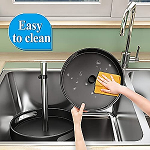 Lazy Susans Organizer 2 Tier Metal Steel, Turntable Height Adjustable, SAYZH Rotating Spice Racks for Pantry Cabinet Cupboard Table, 12 inch, Black