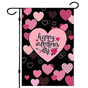 Flagmax Valentine Flag, Double Sided Valentine's Day Flag Love Combination Valentine Garden Flag 12 x 18 Inch Valentine House Flags for Valentine's Day Decoration
