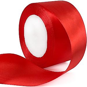 Tenn Well Red Satin Ribbon, 24 Yard 1.96 Inch Wide Silky Gift Ribbon for Bow Making, Gift Wrapping, Box Packaging, Crafting, Christmas Tree Decorations