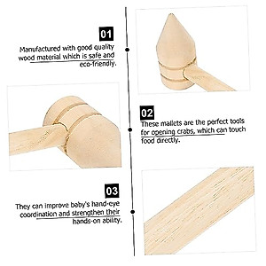 Mini Crab Mallet 10 Pcs small wooden hammer wood tools puzzle for developmental Wooden Beat Hammers wooden cake mallet Seafood Hammers bulk gavel hammer crab sticks