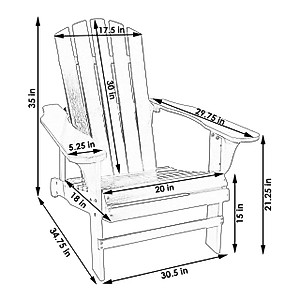 Sunnydaze Coastal Bliss Outdoor Painted Adirondack Chair - Natural Fir Wood Construction - Patio, Deck, Fire Pit, Garden, Porch and Lawn Seating - White