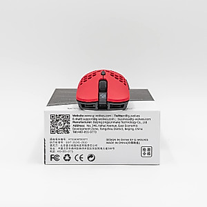 G-Wolves Hati HTS (Small) ACE Wireless Gaming Mouse - PAW3370 Sensor - 50 to 19,000 CPI - 54±2Gram(1.8 oz) - TTC Golden Color Encoder - Ultra Lightweight Honeycomb Design (Red)