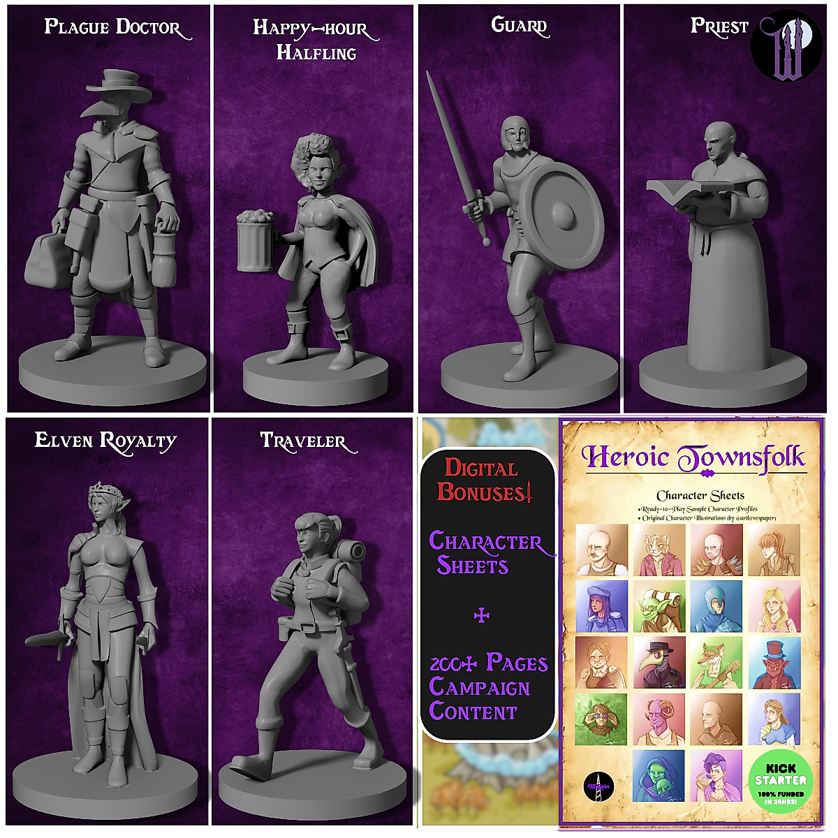 Newcombie Wildspire 58 Fantasy Miniatures Set Townsfolk Characters for DND Miniatures Bulk 28mm Dungeons and Dragons Miniatures | for DND Minis and D&D Miniatures I Character Sheets & Quests