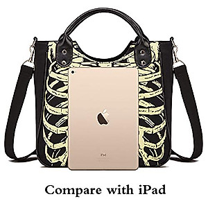 RainboSee Women Skull Handbag Satchel Purse Canvas Punk Tote Hobo Shoulder Crossbody Top-handle Bag Black