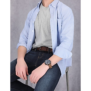 Timberland Men's 35mm Classic Buckle Jean Leather Belts, Dark Brown, 38