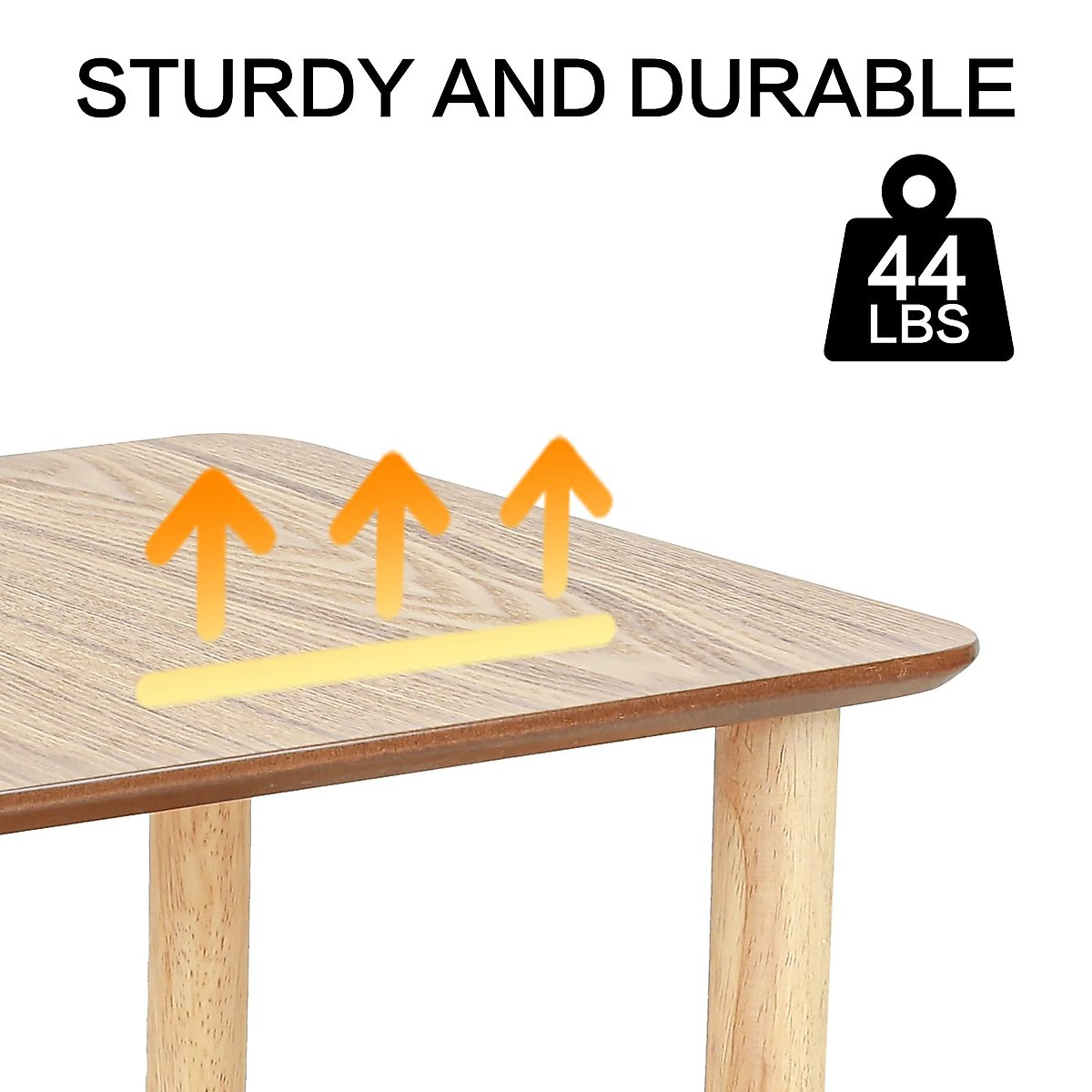 ECOMEX Patio Side Table, Outdoor End Table for Patio with 2-Tier Open Storage Shelf Wood Frame Side Table Rectangular Patio Side Table for Outdoors, Easy Assembly Natural Wood 1Pc
