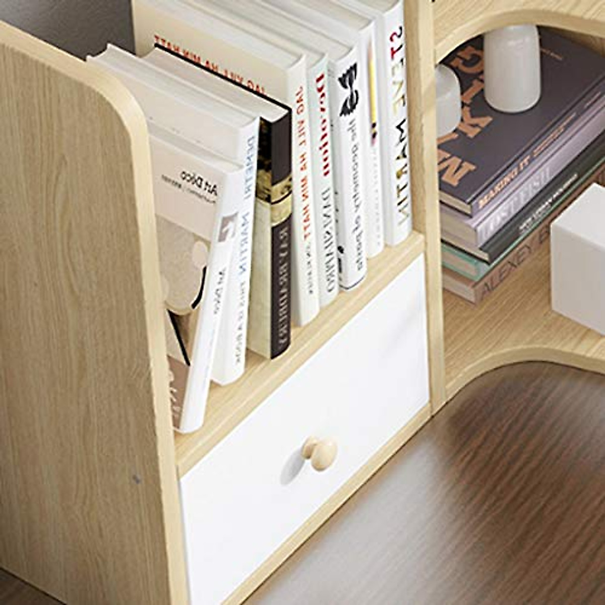 FHDGH Wooden Bookshelf Simple Bookcase Table Shelf Student Creative Cabinet Desktop Bookshelf