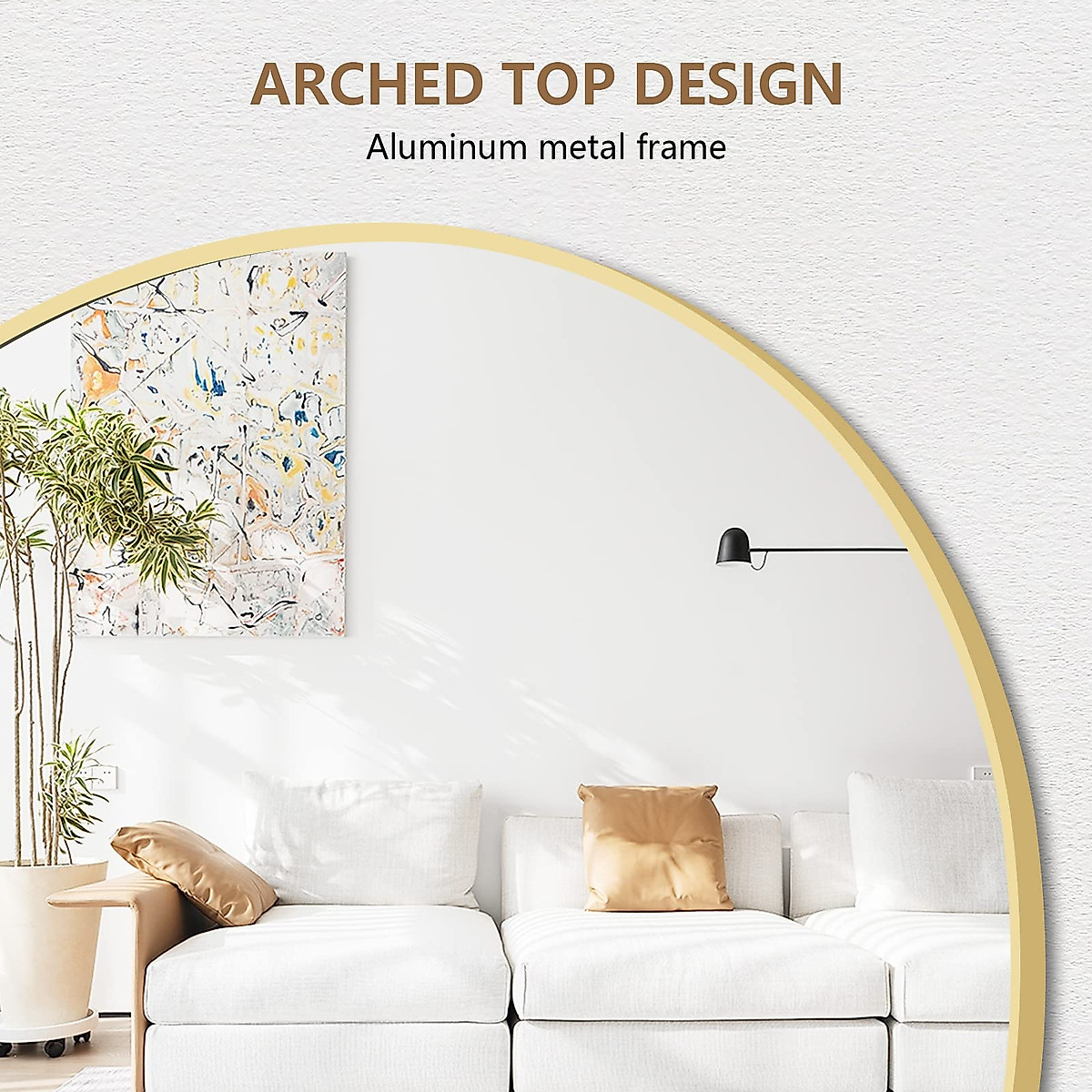 NUTTUTO 64"×21" Arched Full Length Mirror, Floor Mirrors with Aluminum Alloy Frame, Wall-Mounted Full Length Body Mirror Free-Standing or Leaning Against Wall for Bedroom Living Room, Gold