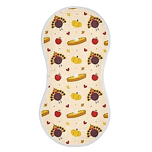 vvfelixl Thankgiving Turkey Pumpkin Apple Burp Cloths for Baby Boy Girls Baby Washcloths Burp Rags 1 Pack Beige