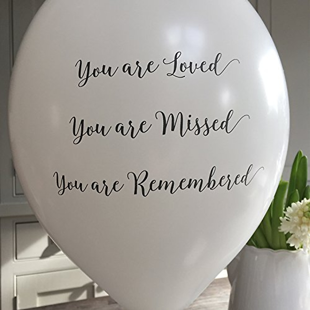 ANGEL & DOVE 25 Premium White 'You are Loved, Missed, Remembered' Biodegradable Funeral Remembrance Balloons - for Memory Table, Memorial, Condolence, Anniversary
