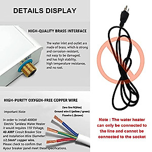 FMATOZ Mini Electric Tankless Water Heater 4000W 110V Constant Temperature Instant Hot Water Heater with Remote Control Digital Display On Demand Hot Water Heater for Home Kitchen Indoor