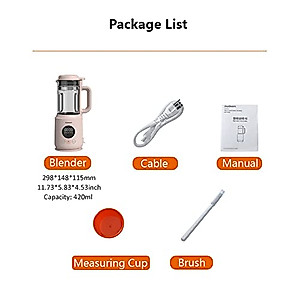 Joydeem Mini Cooking Blender, Soy Milk Maker, Personal Hot & Cold Countertop Blender for Juice Soup Tea, 12h Preset, 420ml, Pink