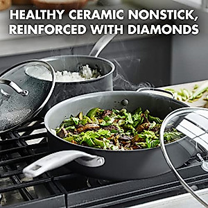 GreenPan Chatham Hard Anodized Healthy Ceramic Nonstick 10 Piece Cookware Pots and Pans Set, PFAS-Free, Dishwasher Safe, Oven Safe, Gray