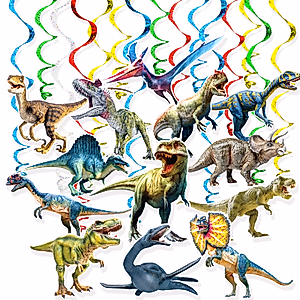 Cool 3D Dinosaur Hanging Swirls Banner 30 Sets Dino Garden Banner Party Decoration for Kids Dinosaur Theme Birthday Party Supplies Baby Shower Spiral Streamers Home Room Ceiling Wall Backdrop Decor