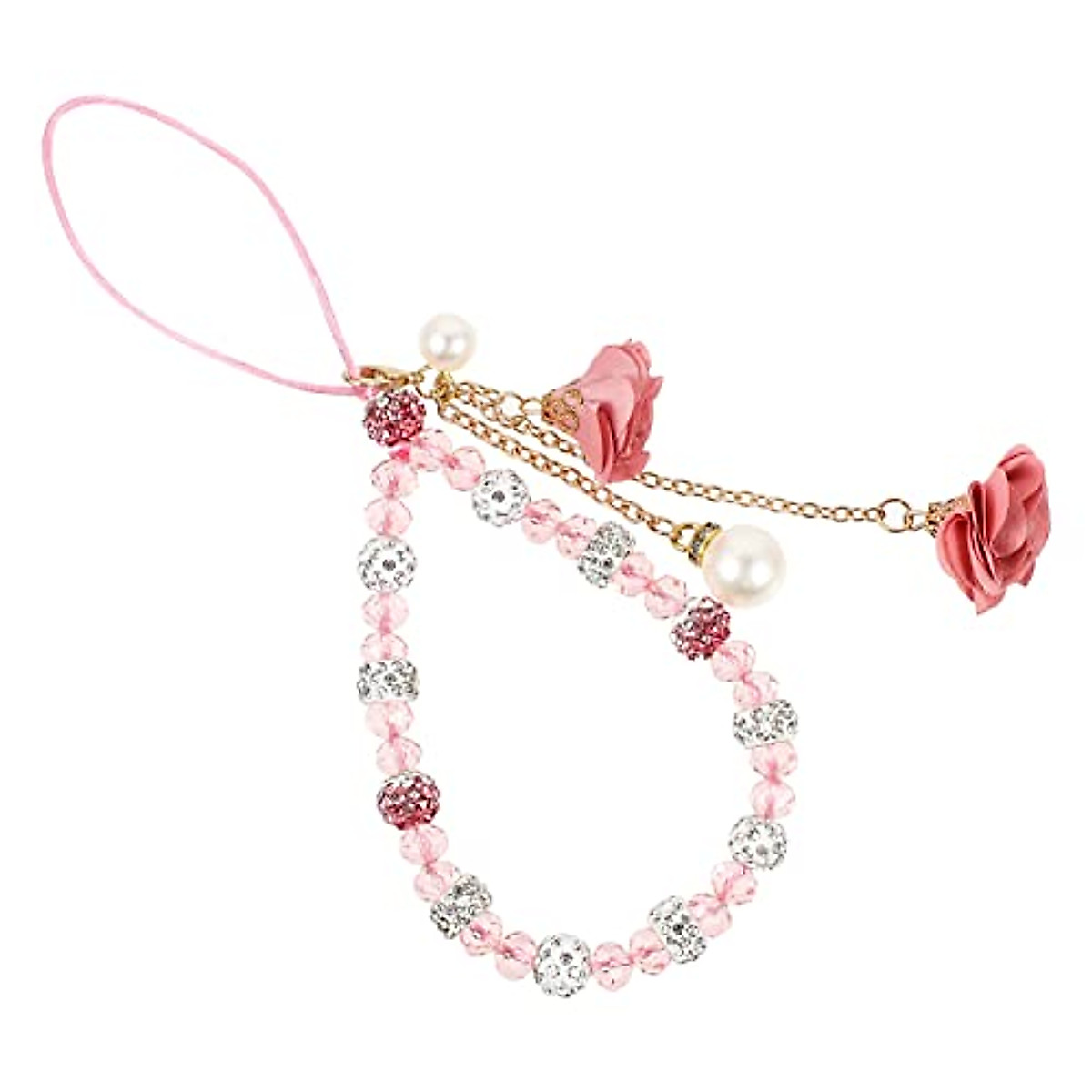 Hemobllo Cell Phone Straps Creative Crystal Flower Pendant Charm Non- slip Phone Lanyard Cute Pocket Keychain Strap for Car Key Purse Decoration (Pink)