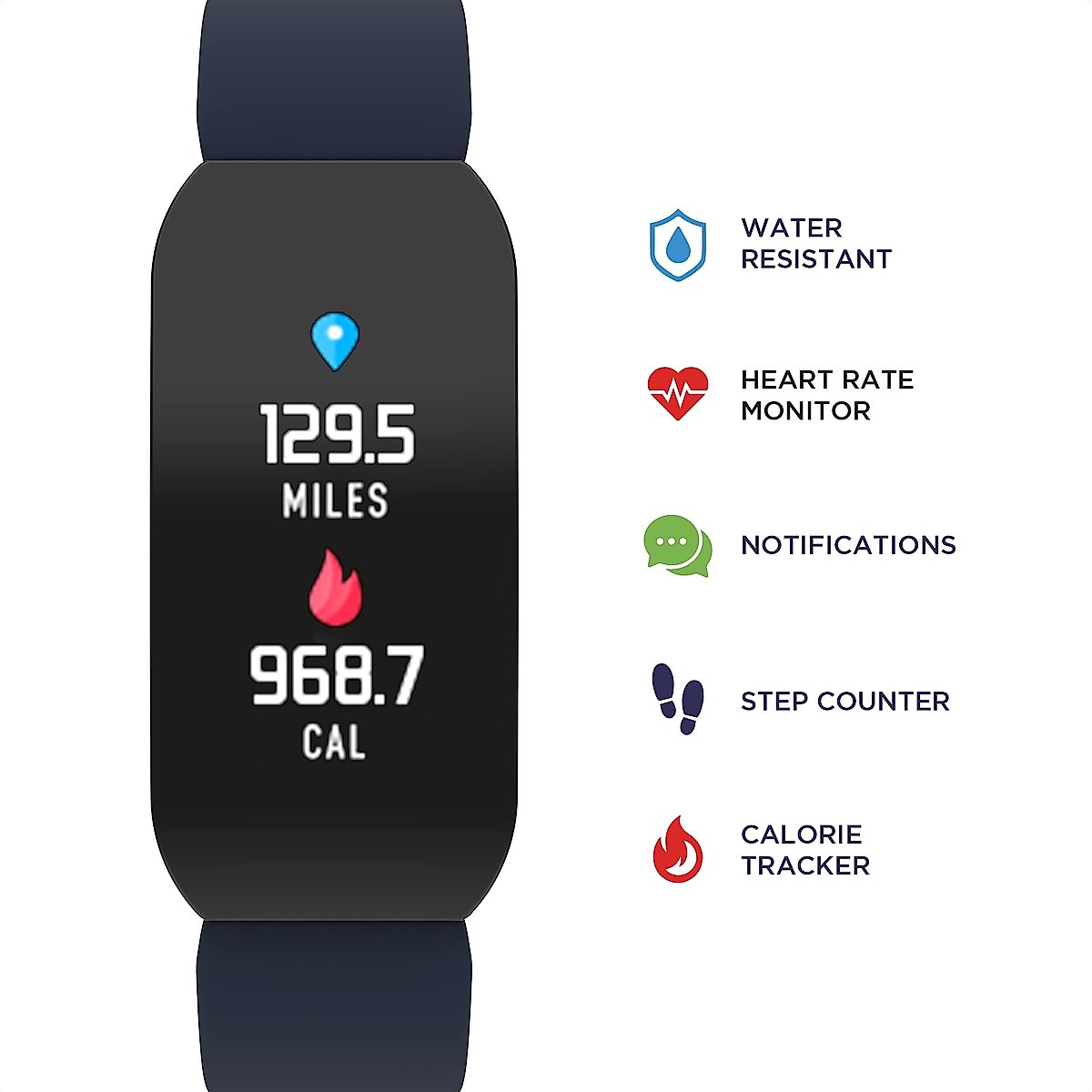 Itech Active Smartwatch Fitness Tracker, Heart Rate, Step Counter, Sleep Monitor, Notifications, Waterproof for Men, Compatible with iPhone and Android