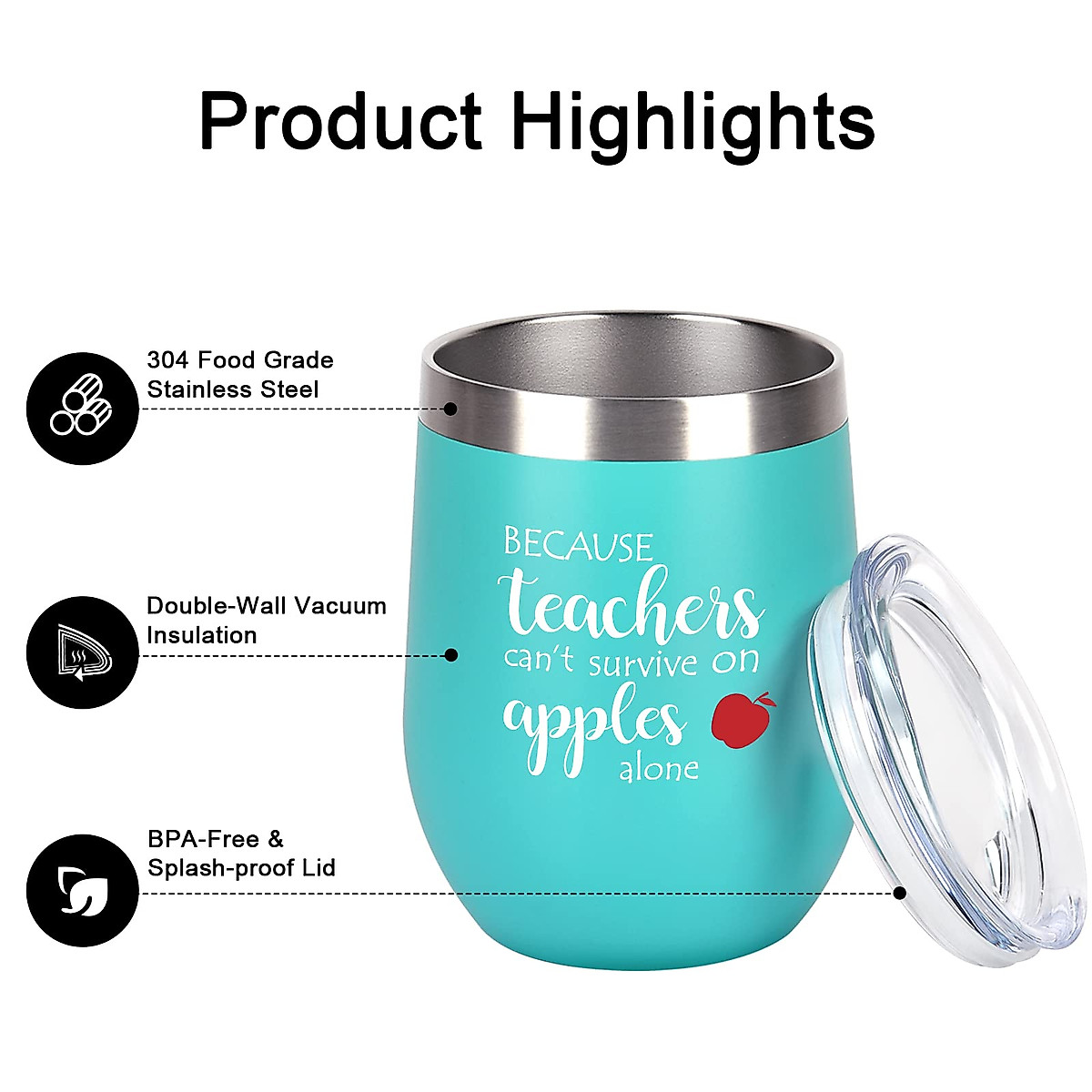 GINGPROUS 4 Pack Thank You Gifts for Teachers, Teacher Appreciation Gifts for Preschool Elementary Daycare Teacher, Teachers Day Gifts Christmas Gifts, 12oz Insulated Wine Tumbler, Rose Gold & Mint