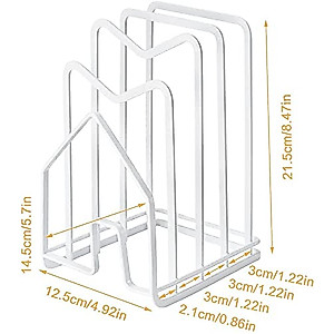 SUNFCON Cutting Board Rack Chopping Board Organizer and Pot Pan Lids Holder Spoon Rest Holder White