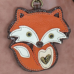 Chala Handbags Dust Rose Shoulder Purse Tote Bag with Dog Key Fob/coin purse (Fox)