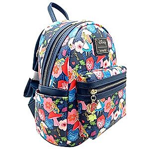 Loungefly X LASR Exclusive Disney Alice in Wonderland Golden Afternoon AOP Mini Backpack - Fashion Cute Purses Backpacks
