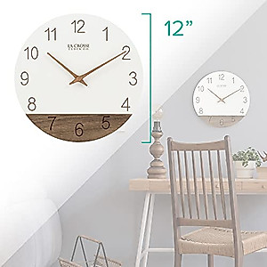 La Crosse 404-3630B 12" Sierra Wood Quartz Analog Wall Clock, White