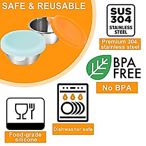 Salad Dressing Container To Go, DIGHEIGG Leakproof Sauce Cups Lunch Box Containers Stainless Steel Condiment Containers with Lids Bento Box Accessories for Snacks, Nuts, 1.6 oz, 2 Pack