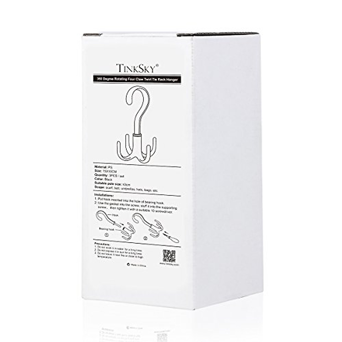 TinkSky Belt Hanger Scarf Tie Rack Holder Hook for Closet Organizer 360 Degree Rotating 3 Pack