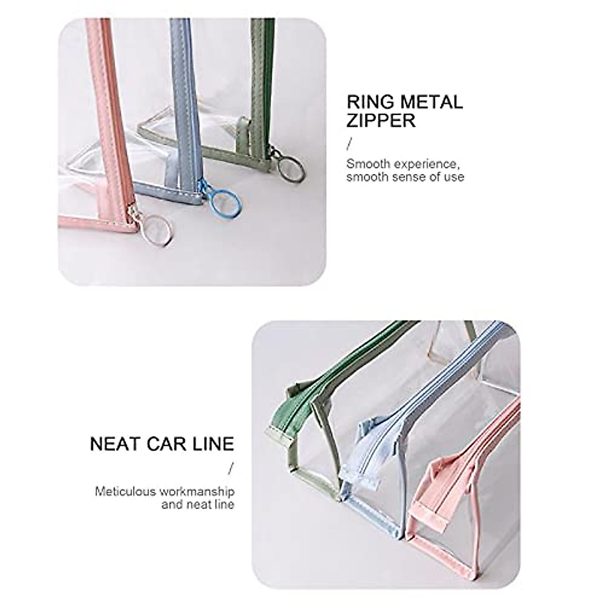 VICKO Clear Pencil Case,Transparent Pencil Pouch Large Capacity Cute Pencil Case Stationery Pen Case Pencil Bag Cosmetic Makeup Toiletries Organizer for Girls and Adults