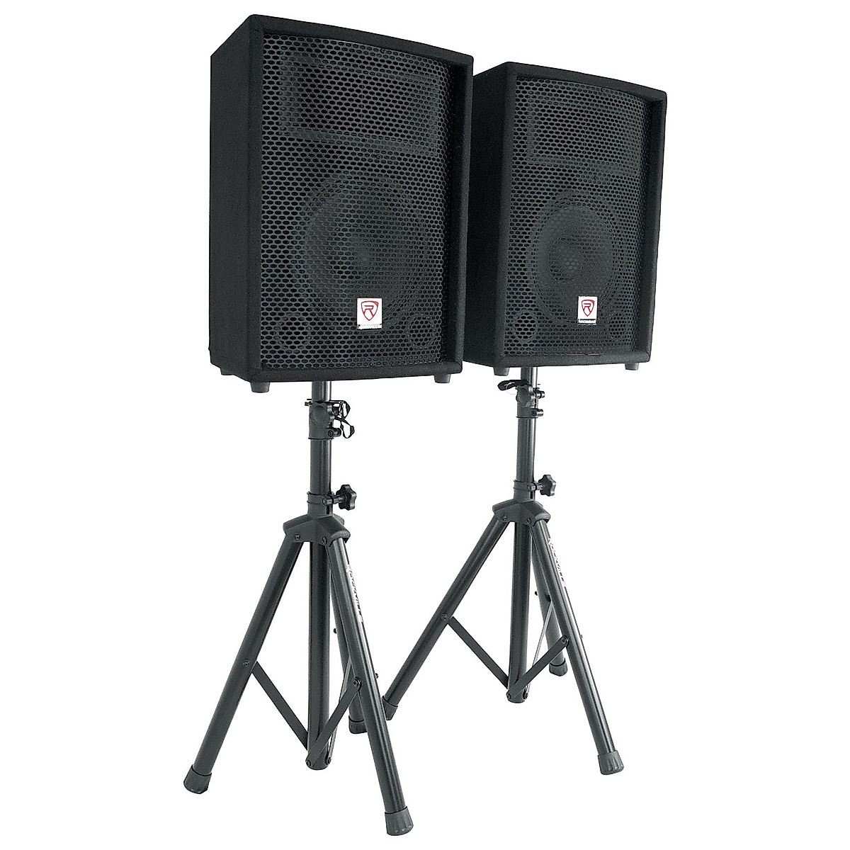 Rockville Package PA System Mixer/Amp+10" Speakers+Stands+Mics+Bluetooth, (RPG2X10)