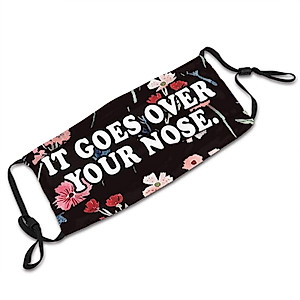 It Goes Over Your Nose (1) Face Mask Reusable Washable Face/Mouth Cover For Men & Women With 2 Pcs Filters Balaclava