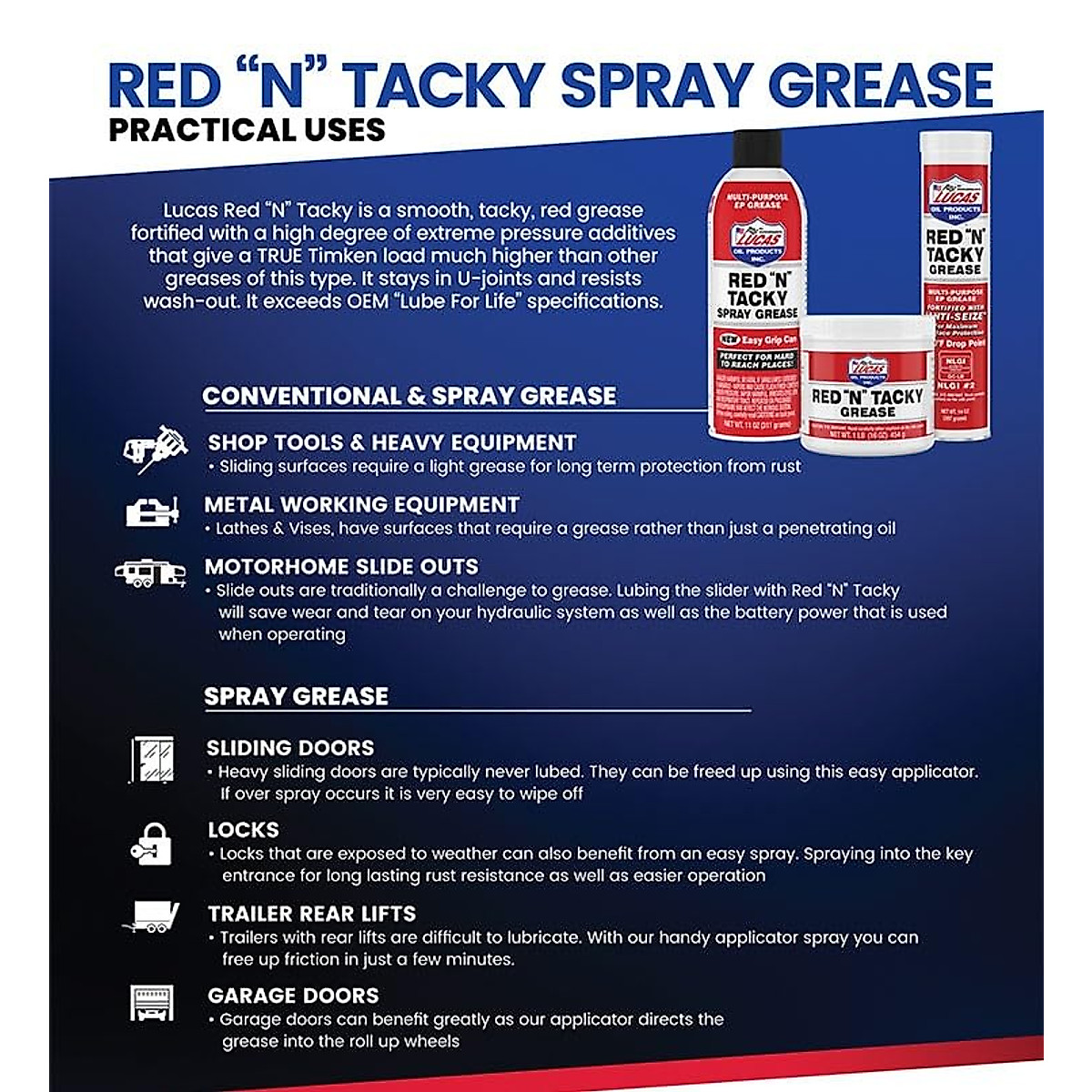 Lucas Oil 10574 Red "N" Tacky Grease - 1 Pound