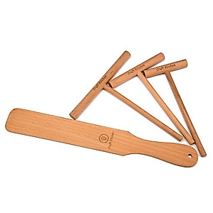 Craft Kitchen Crepe Spreader and Spatula Set - 4 Piece (Crepe Spatula 14" and 3.5", 5", 7" Crepe Spreaders) All Natural Beechwood and Finish - Comfortable Sizes Will Fit Any Crepe Pan - Made