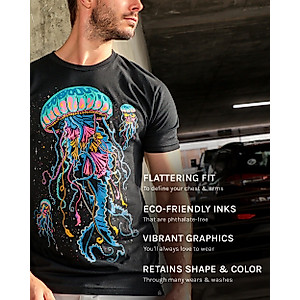 INTO THE AM Liberty T-Shirt - Cool Astronaut Design Tees for Men (Black, X-Large)