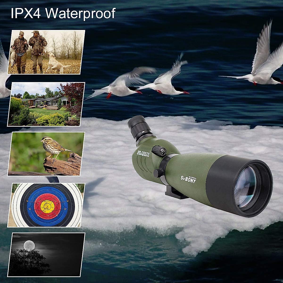 SVBONY SV14 Spotting Scope with Tripod Phone Adapter,25-75x70mm Spotting Scopes,Waterproof Spotter Scope,High Definition Sporting Scope,Scope for Bird Watching Shooting Range Scope