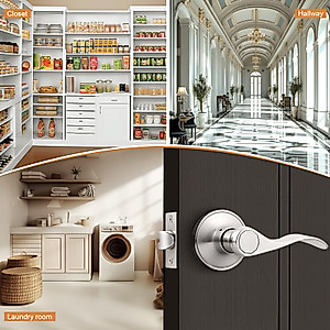 Probrico Wave Style Passage Door Levers Hall Closet Handles Keyless Interior Door Leversets in Satin Nickel, 10Pack