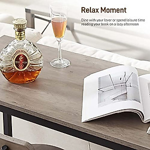 IINE'a 3 Piece Pub Dining Set,Bar Table and Chairs Set with Small Rectangle Bistro Table and 2 PU Upholstered Stools with Backrest, Counter Height Bar Table Set for Kitchen, Dining Room,Breakfast Nook