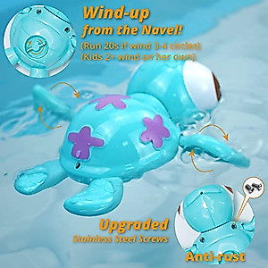DUCKBOXX XX Bath Toys Wind up Swimming Sea Turtles for Kids 18M+ (Blue)