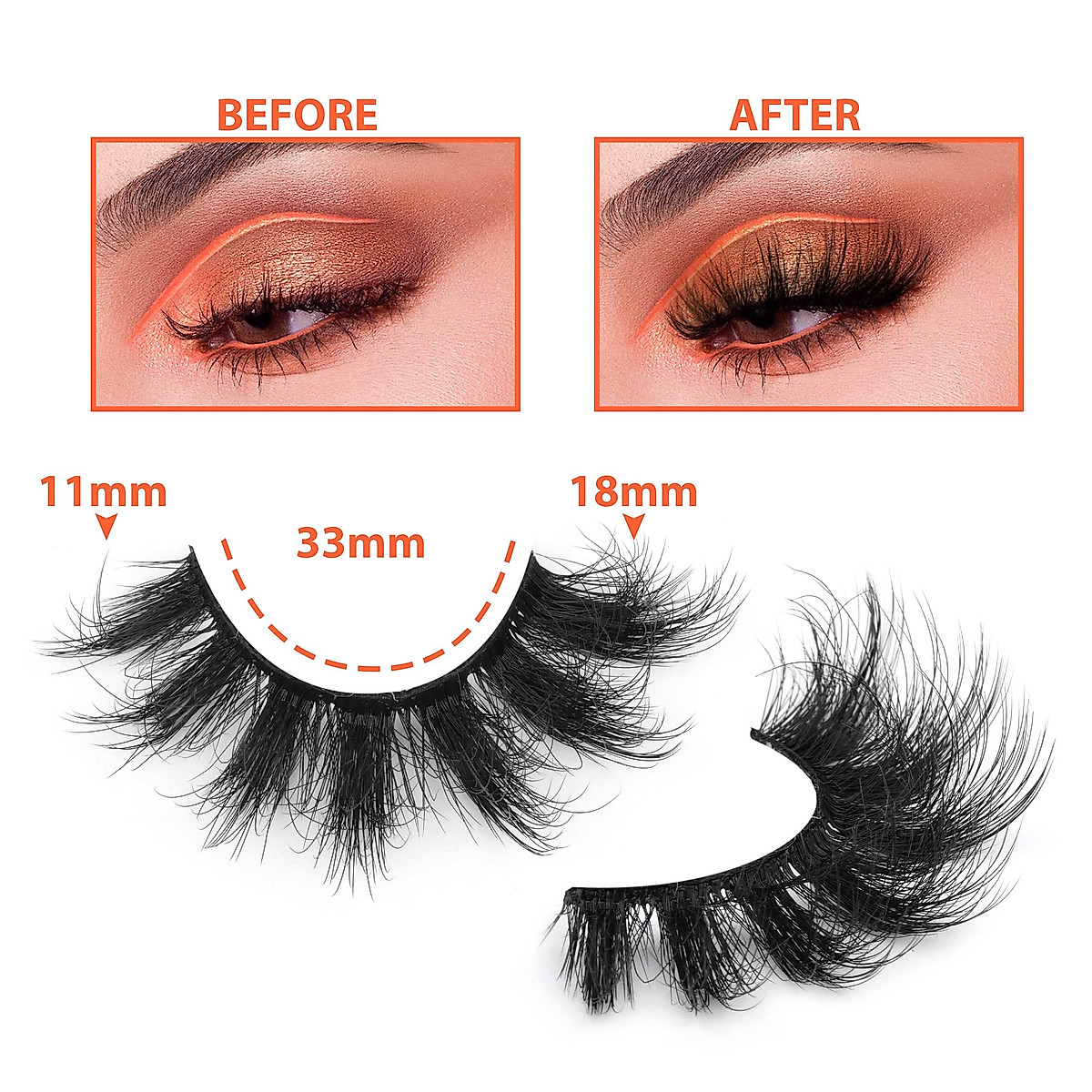 Fluffy Lashes 8D False Eyelashes 20mm Faux Mink Lashes Natural Fake Lashes Thick Volume Eyelashes 7 Pairs Cat Eye Lashes Multipack by TOOCHUNAG