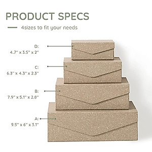 Soul & Lane Kraft Paper Decorative Gift Boxes with Lids and Magnetic Closure (Set of 4): Nesting Rectangle Flip Top Cartons, Stackning Empty Baskets for Gifts, Stylish Mache Packaging Containers