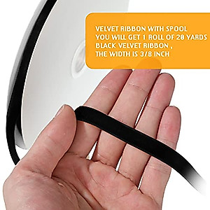 Syhood Christmas Velvet Ribbon with Gold Edge Waterproof Wrapping Velvet Wired Ribbon Decoration for Xmas Wreath Bows Floral Craft Ornaments(3/8 Inch x 20 Yard,Black)