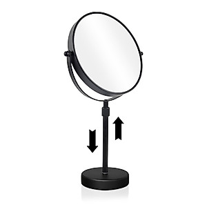 Nicesail Higher Taller Tabletop Makeup Mirror of 8 Inch, 5X Magnified Makeup Mirror Countertop Standing, Height Adjustable, Double Sided Mirror in Matte Black (8 Inch, 5X)…